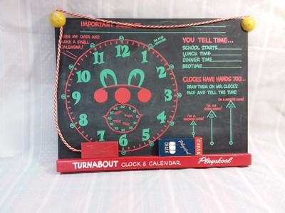 Playskool Turnabout Clock & Calendar Chalkboard W/ original chalk | eBay