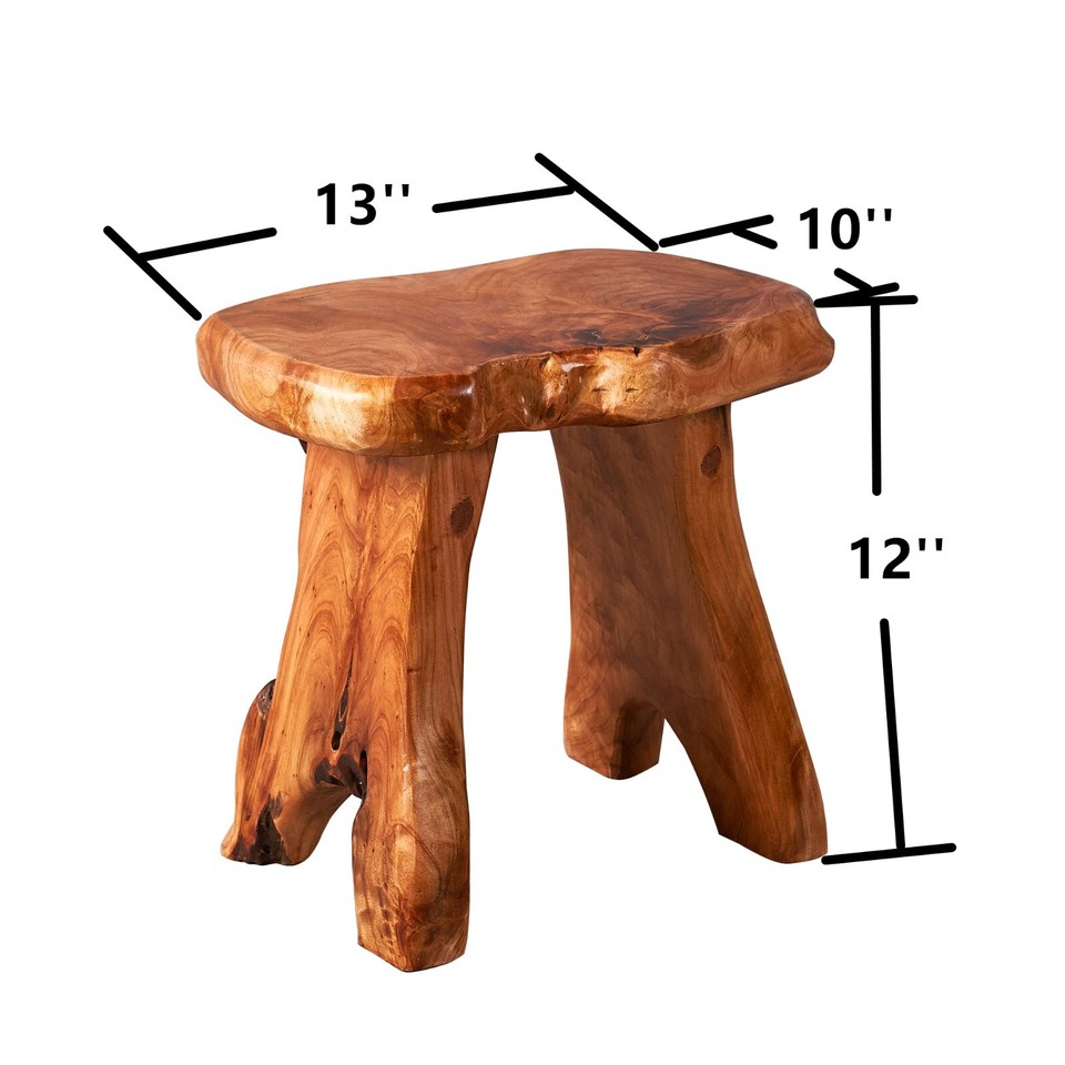 Rustic Natural Edge Cedar Wood Bench Stool End Side Table Unique Accent ...