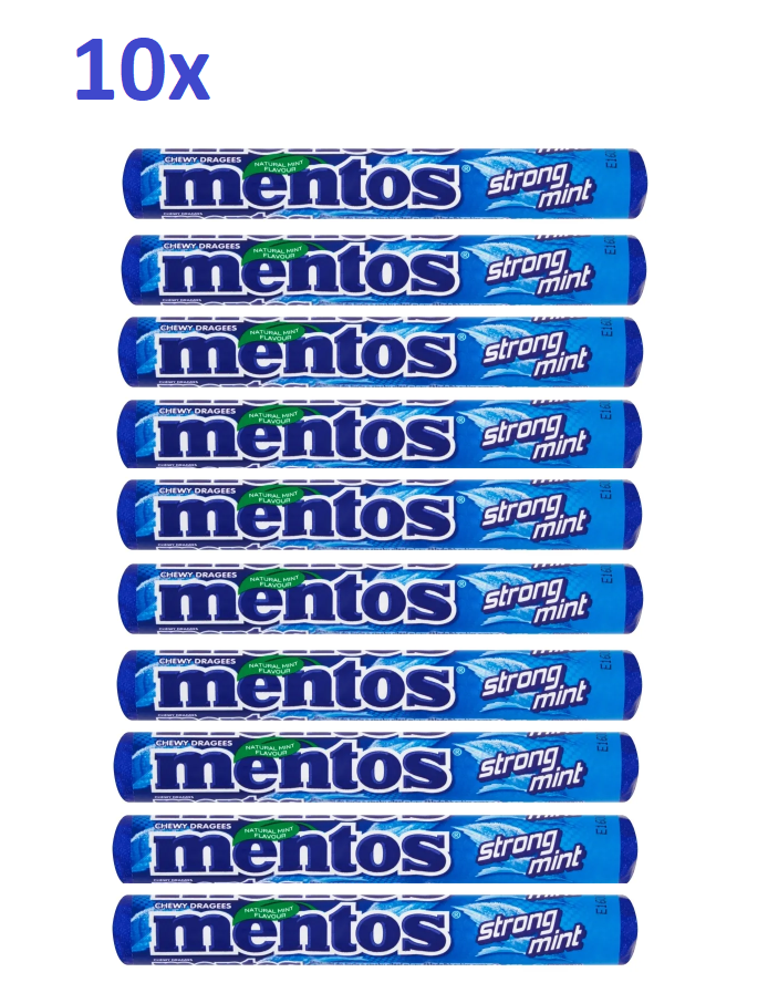 10x Mentos Candies "Strong Mint" Chewing Gum Chewy Candies 10x 37.5g (1 ...