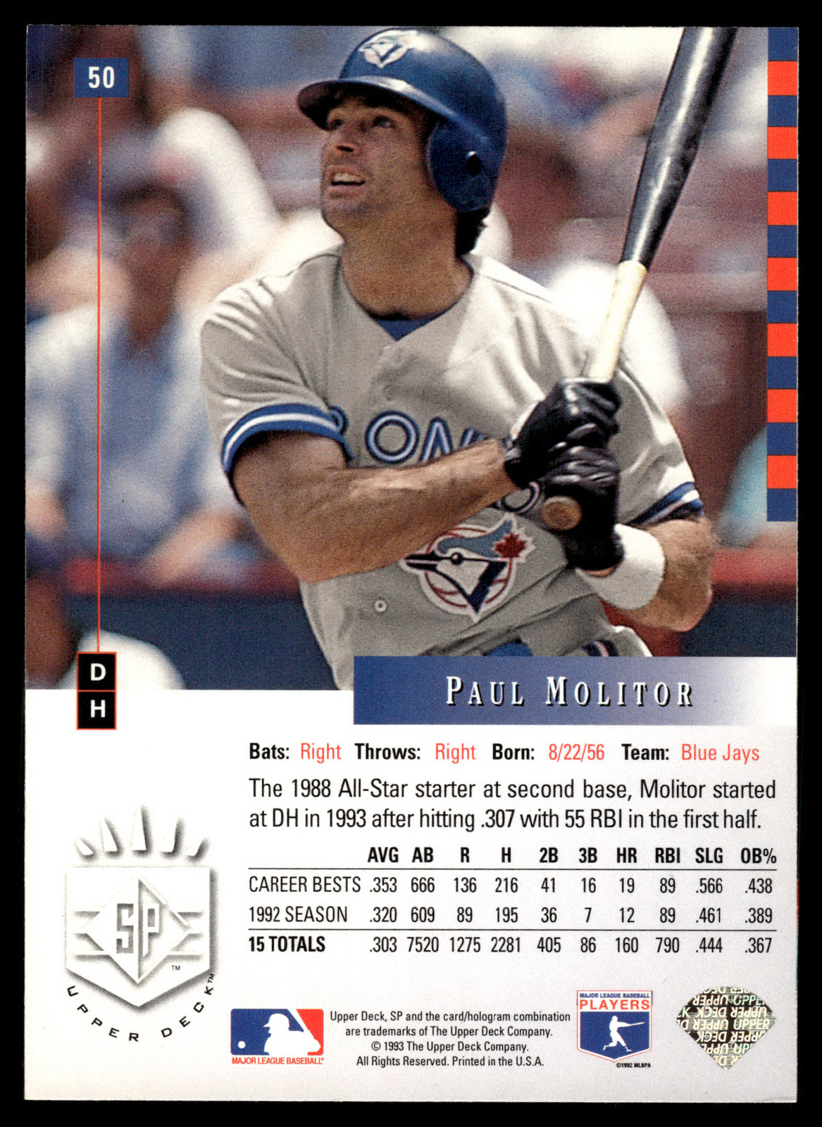 1993 SP Paul Molitor #50 Toronto Blue Jays 24A | eBay