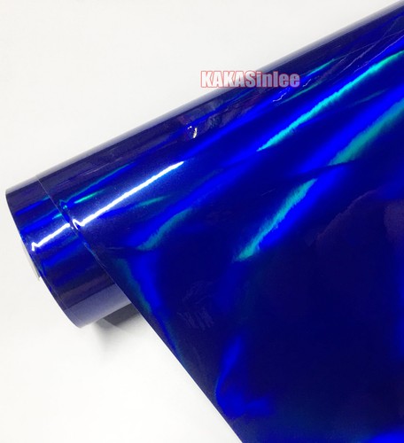 Blue Air Free Glossy Laser Chrome Chameleon Rainbow Car Vinyl Wrap ...