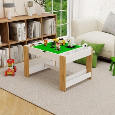 Kids 2 in 1 Play Table w/ 7 Storage Compartments,Activity Learning ...