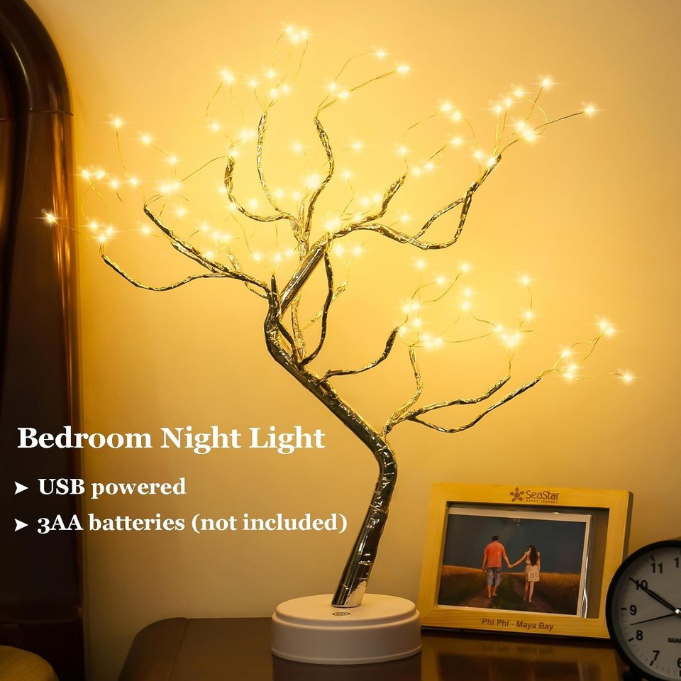 Room Decor, 20" 108 LED Tabletop Bonsai Tree Light, DIY Artificial Tree ...