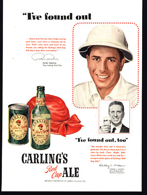 1950 CARLING'S RED CAP ALE PETER PERKINS POLO STAR PRINT AD | eBay