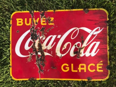 VTG Coca Cola Buvez Glace RARE French 1946 Coke Original Porcelain Soda ...