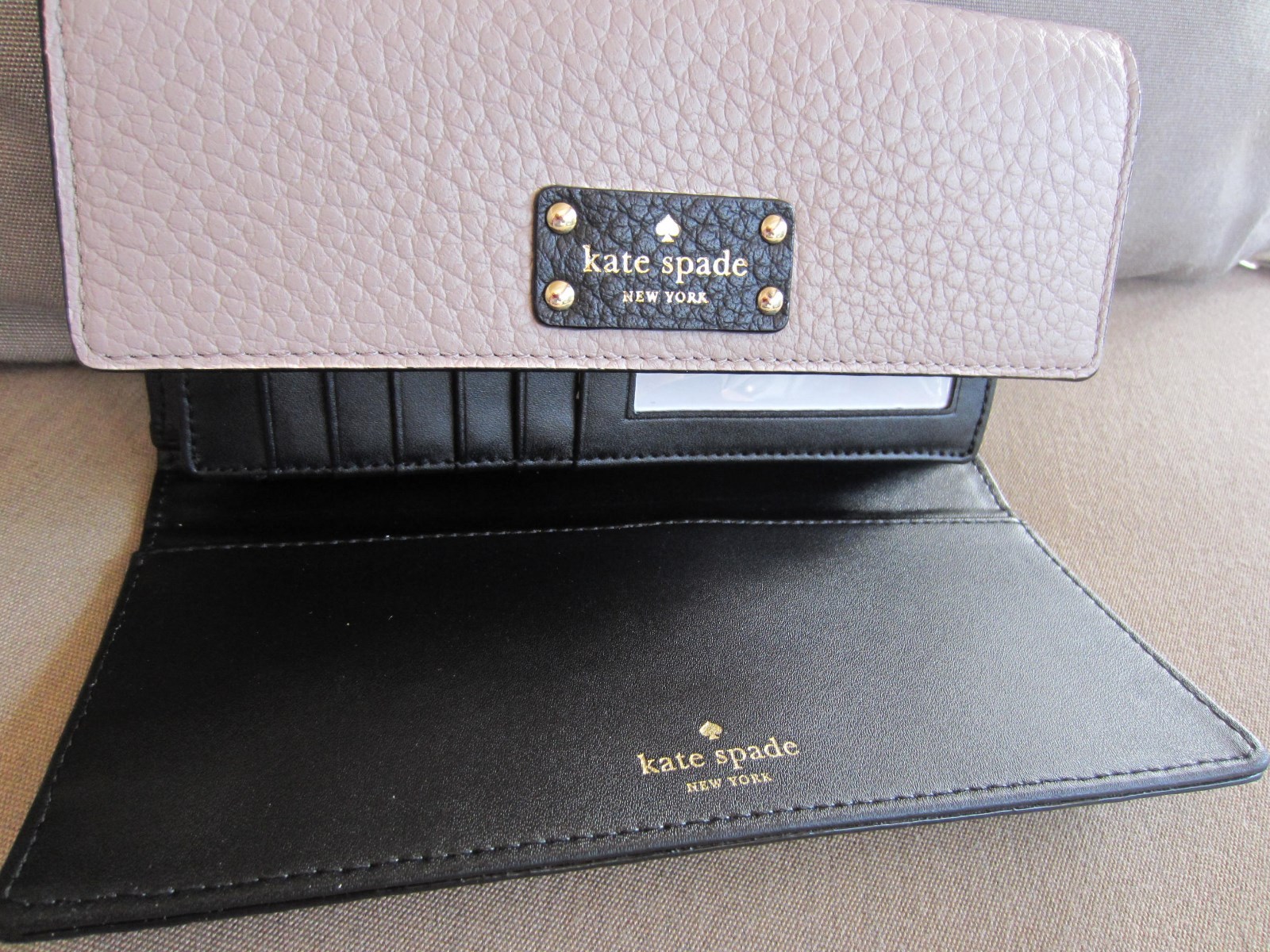 KATE SPADE BAY STREET SANDRA WALLET WLRU2641 ALMNDNE / BLACK LEATHER | eBay