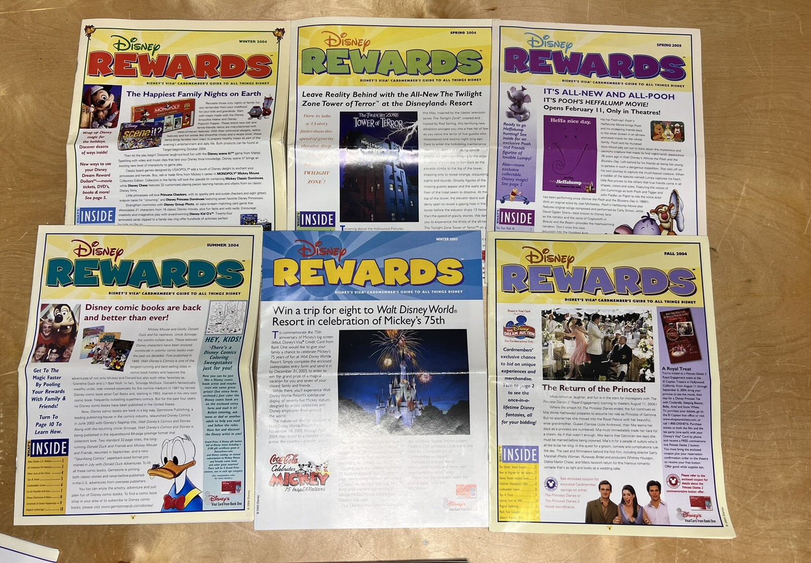Disney Visa Rewards Magazine Flyer Lot Of 6 From Winter 2003 - Spring ...