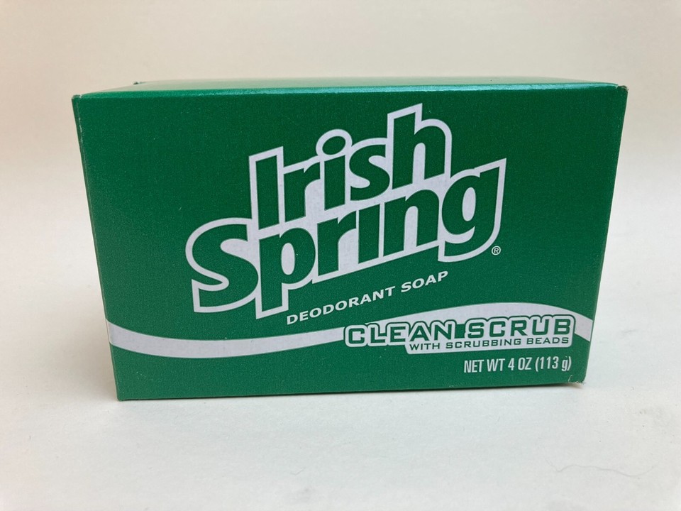 Vintage Orig NOS Irish Spring Soap CLEAN SCRUB with Scrubbing Beads 4oz ...