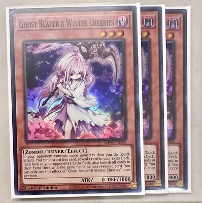 3x Ghost Reaper & Winter Cherries 1st Edition Super Rare MP22-EN256 Yu ...