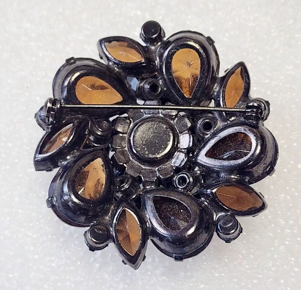 Juliana D&E Black & Amber Full Parure Bracelet Necklace Brooch Earrings ...