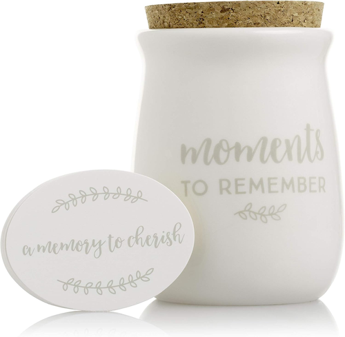 Gratitude Jar, Ceramic Blessings Keepsake Jar with Cork Topper and Mem ...