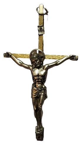 VTG INRI Crucifix Jesus On Cross Wall Religious Decor Easter ~5.5" x 3. ...