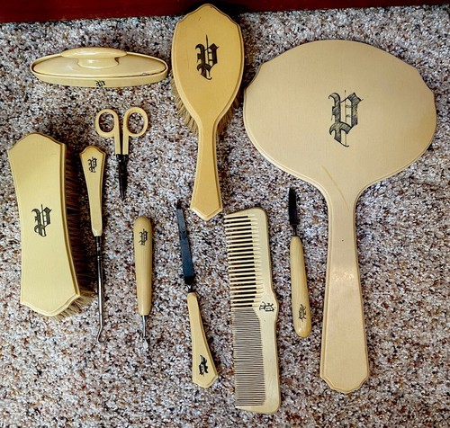 10 Piece Antique 1920s Parisian Loonen Ivory Celluloid French Vanity ...