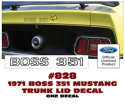828 1971 FORD MUSTANG - BOSS 351 - TRUNK LID NAME DECAL - ONE DECAL ...