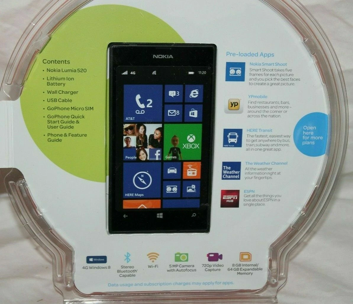 Atandt Nokia Lumia 520 Black