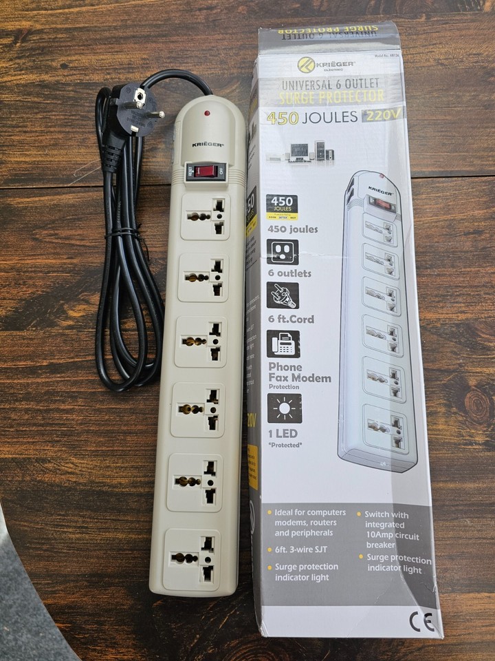 KRIEGER Universal Power Strip AC 220-240V Surge Protector with Euro ...