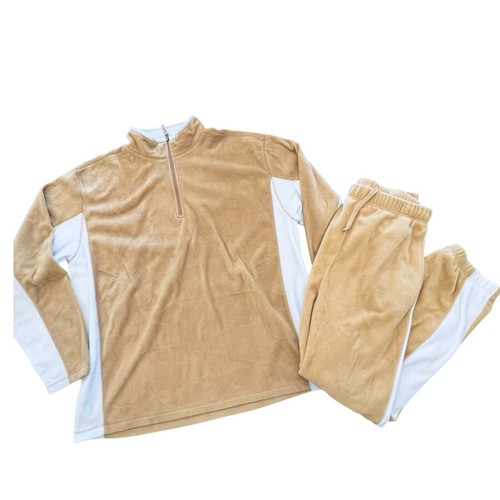 VTG Foot Locker Fleece Tracksuit Tan White 2X/3X Hoodie Sweatpants ...