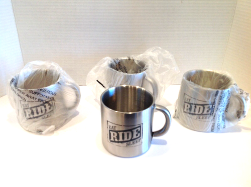 NOS Marlboro Stainless Steel EAT RIDE SLEEP Cups Lot of 4 | eBay
