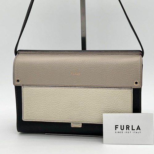 FURLA LIKE Shoulder Bag Shoulder Wallet Beige Leather Women's USED FROM ...
