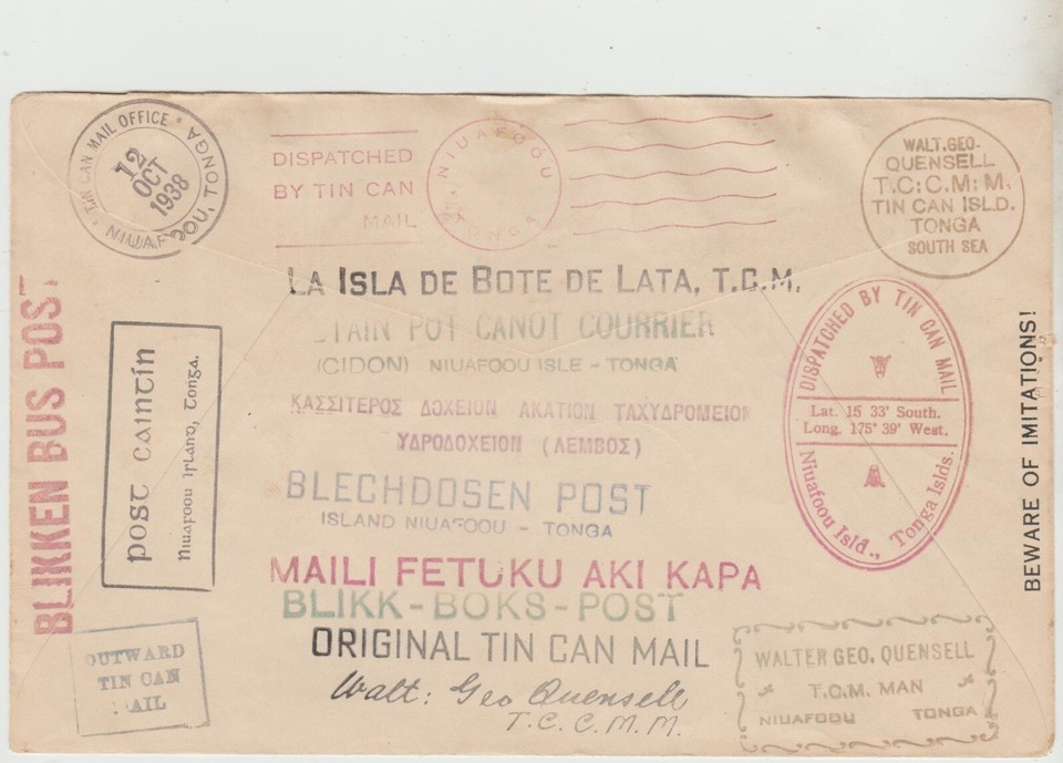 Tonga Tin Can Mail, Multiple Cachets, Jubilee Last Day good condition ...