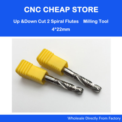 UP & DOWN Cut 4x22mm Two Flute Spiral Mill Tool Cutter CNC Compression ...
