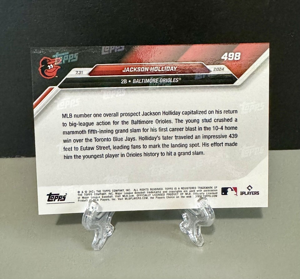 2024 Topps Now Jackson Holliday #498 RC Rookie Card Holiday Baltimore ...