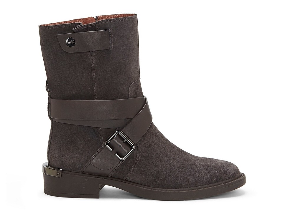 Louise et Cie Tandy BURNT TAWNY Moto Round Toe Block Heel Ankle Bootie ...