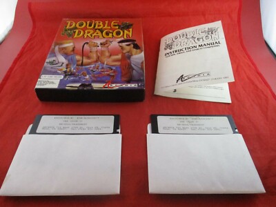 Double Dragon (IBM PC Tandy 1000) COMPLETE w/ Box manual 2 Floppy Disks ...