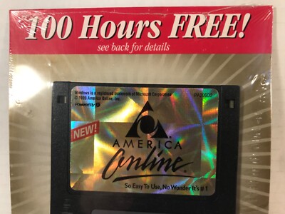 Vintage AOL America Online PC Computer Disk 100 Hours Free 1999 First ...