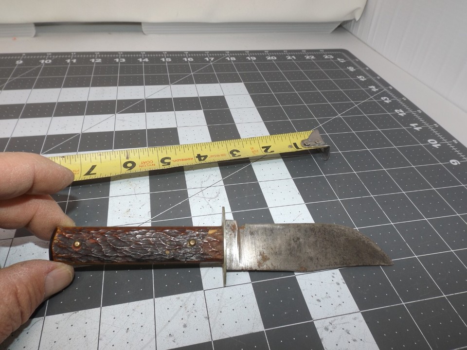 Old Vintage Unbranded Jig Bone Handle Fixed Blade Knife ( no sheath ...