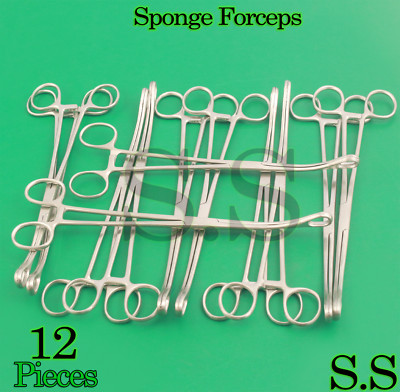 12 Sponge Forceps Curved 10" Surgical Instruments | eBay