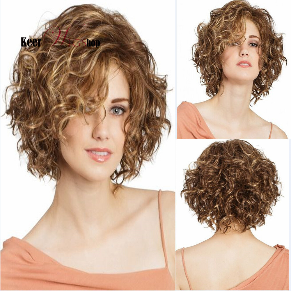 Shoulder Length Curly Hair With Side Swept Bangs