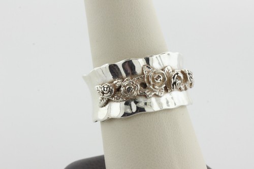 Regina Lane RL Israel Sterling Silver 925 Roses Graduated Band Ring ...