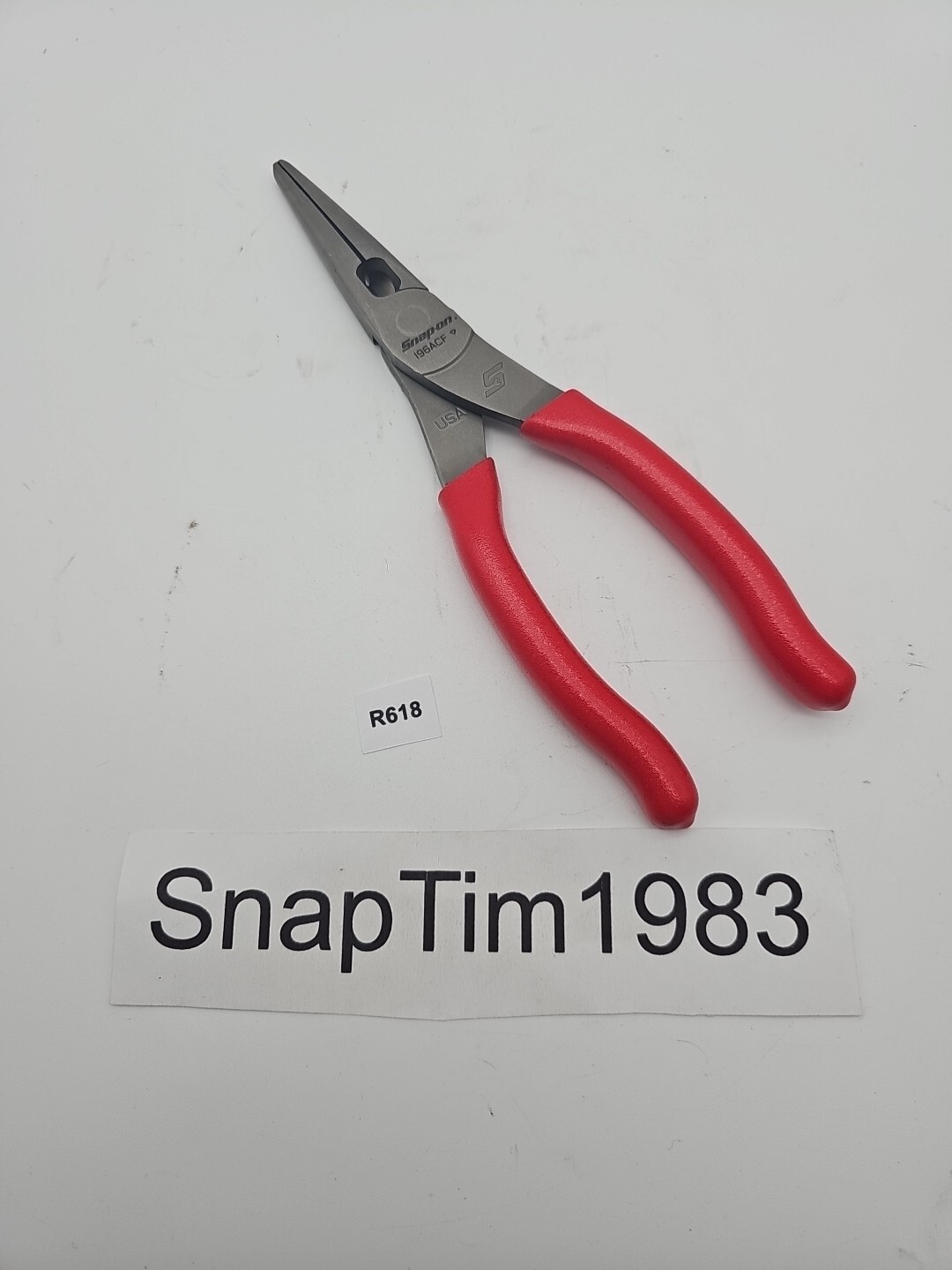Snap On Tools 196ACF 8" RED Talon Grip Long Nose Pliers w/ Cutter USA ...