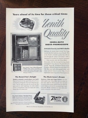 1951 vintage original ad Zenith Cobra-Matic Radio-Phonograph | eBay