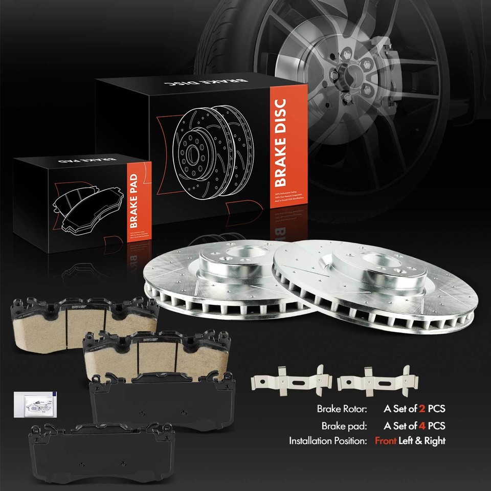 Front Drilled Brake Rotors & Ceramic Brake Pads for Land Rover Range ...