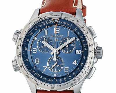 Hamilton Khaki Aviation X-Wind GMT Chrono Quartz H77922541 Black Dial ...