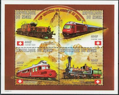 Niger 1997 Trains Railways in Switzerland Steam Engine Rail Transport m ...
