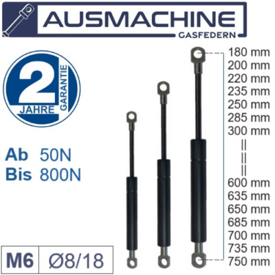 Gas spring length 180 - 750mm gas spring 50N - 800N universal gas ...
