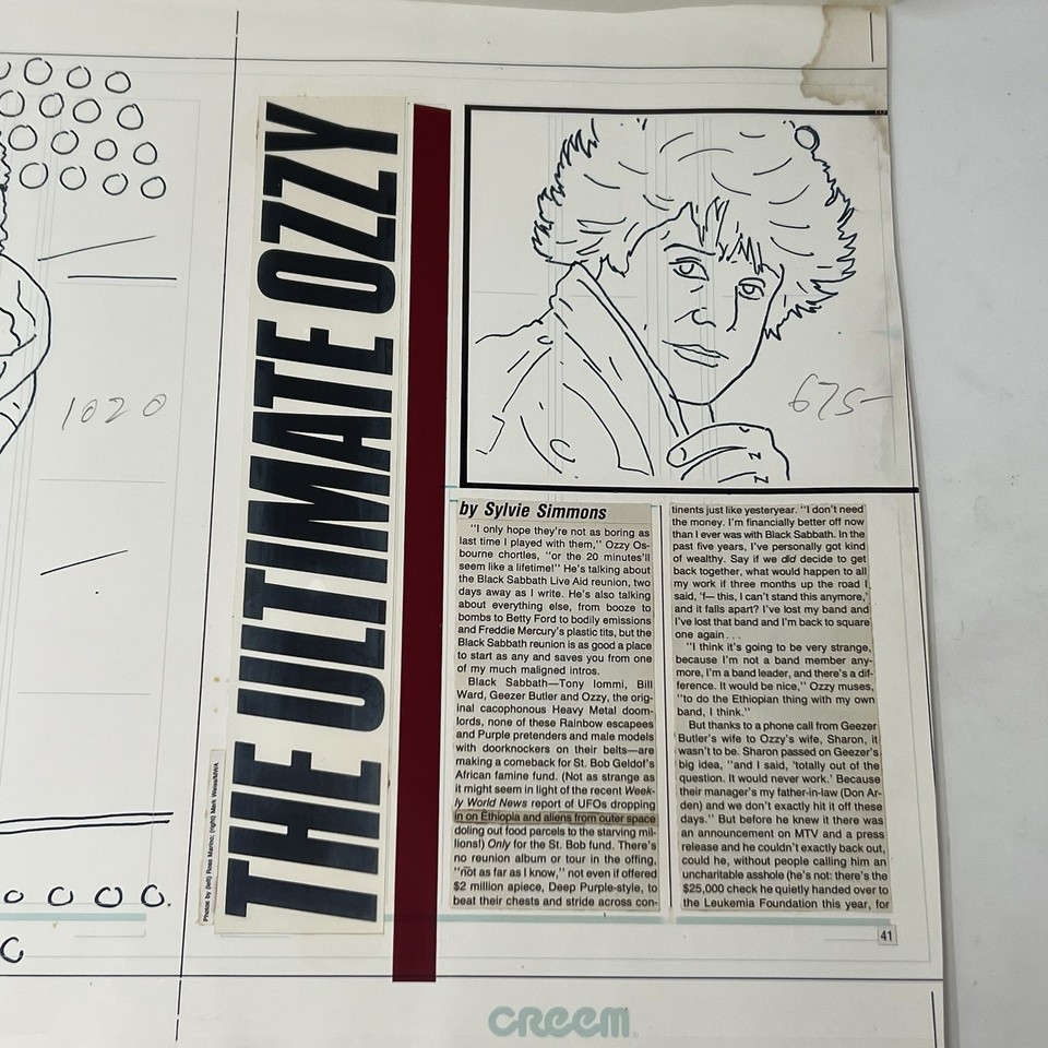 Ozzy Osbourne “The Ultimate Ozzy” CREEM Magazine Original Paste-Up ...