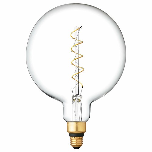 GE Globe LED Vintage Light Bulb, Spiral G63 Clear Glass LED Edison Bulb ...