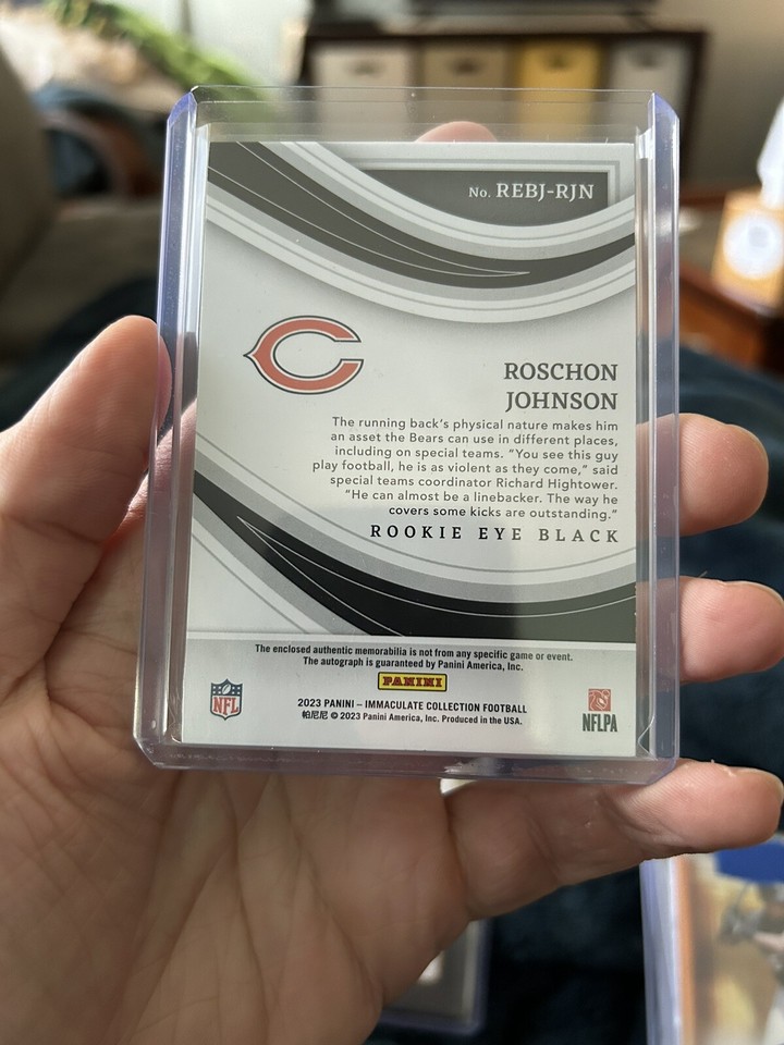 2023 Panini Immaculate Football Roschon Johnson Rookie Eye Black Jersey ...
