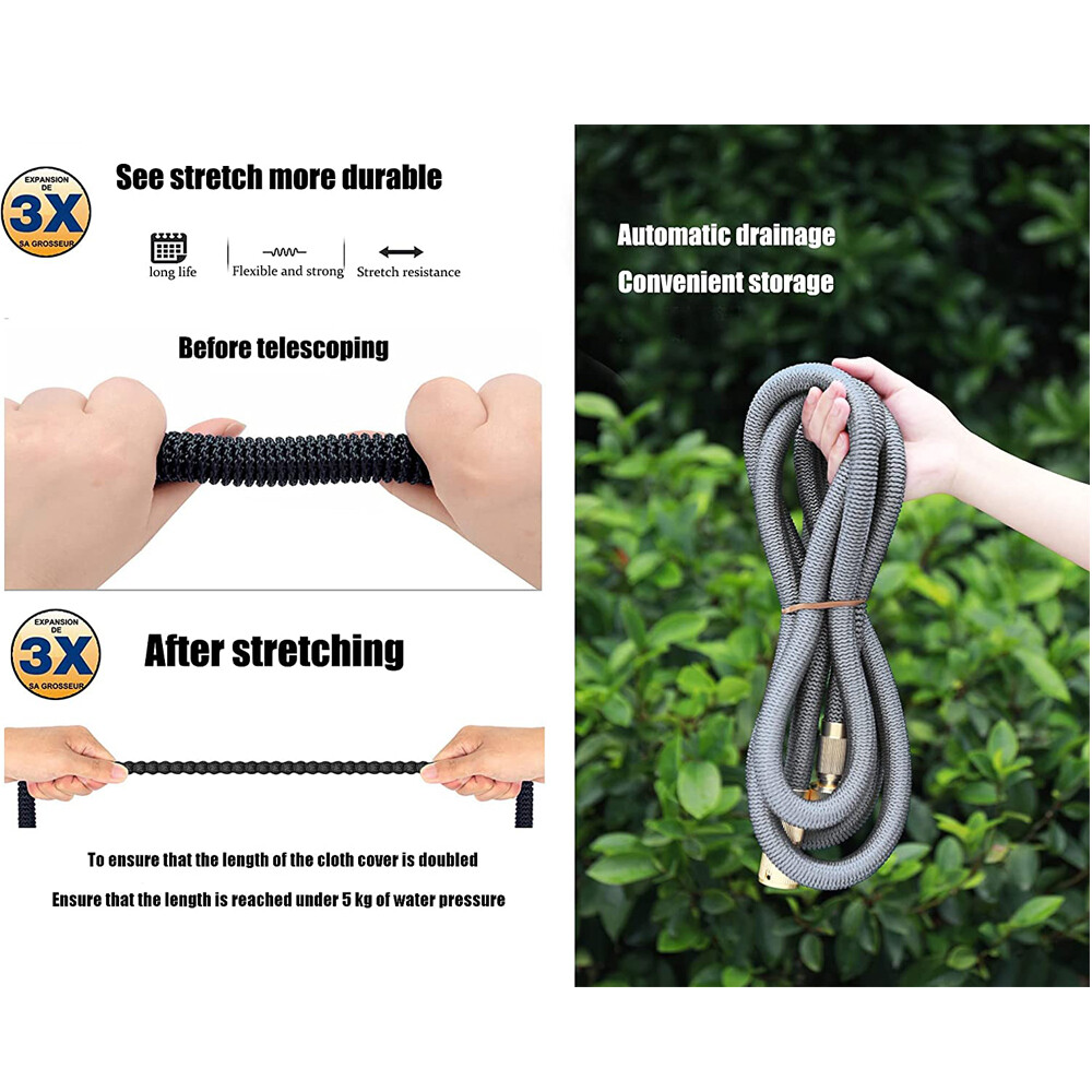 Heavy Duty Flexible Expandable Garden Hose Pipe Spray Gun Expanding ...