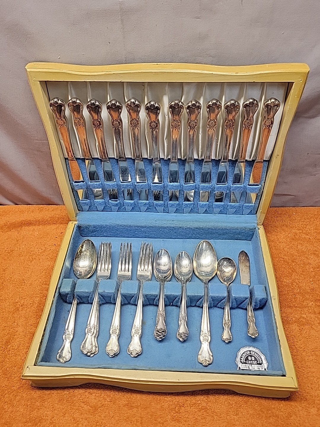 V•1960 OLD COMPANY PLATE Silverplate SIGNATURE ROSE Silverware Flatware ...