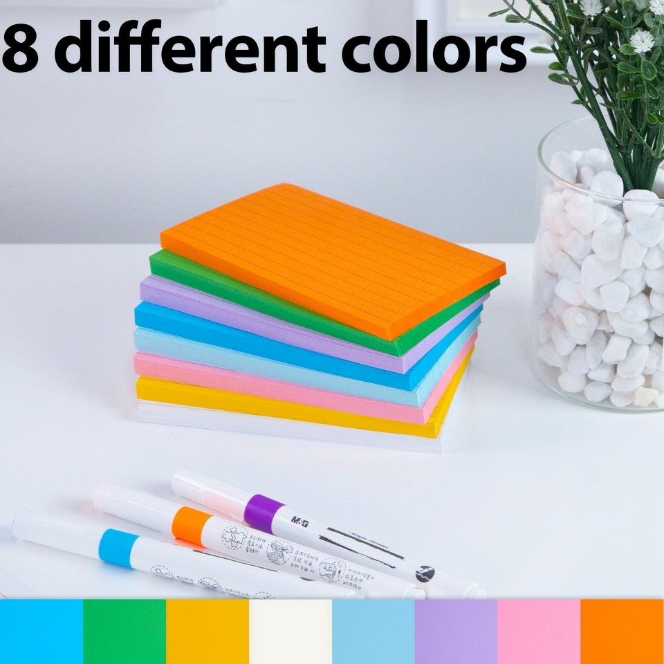300PCS Color Index Cards, 3x5 Ruled Notecards Blank Note Flash Cards ...