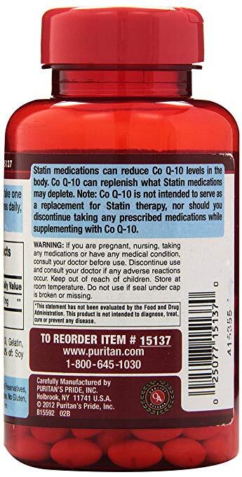 Puritan's Pride Qsorb Co Q10 100 mg Rapid Release Softgels, 240 Count ...