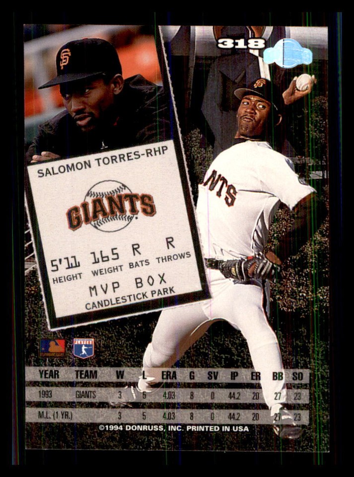 1994 BASEBALL 1994 Leaf Salomon Torres San Francisco Giants #318 1 | eBay