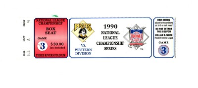 Vintage 1990 NLCS Game 3 Cincinnati Reds @ Pittsburgh Pirates Ticket ...