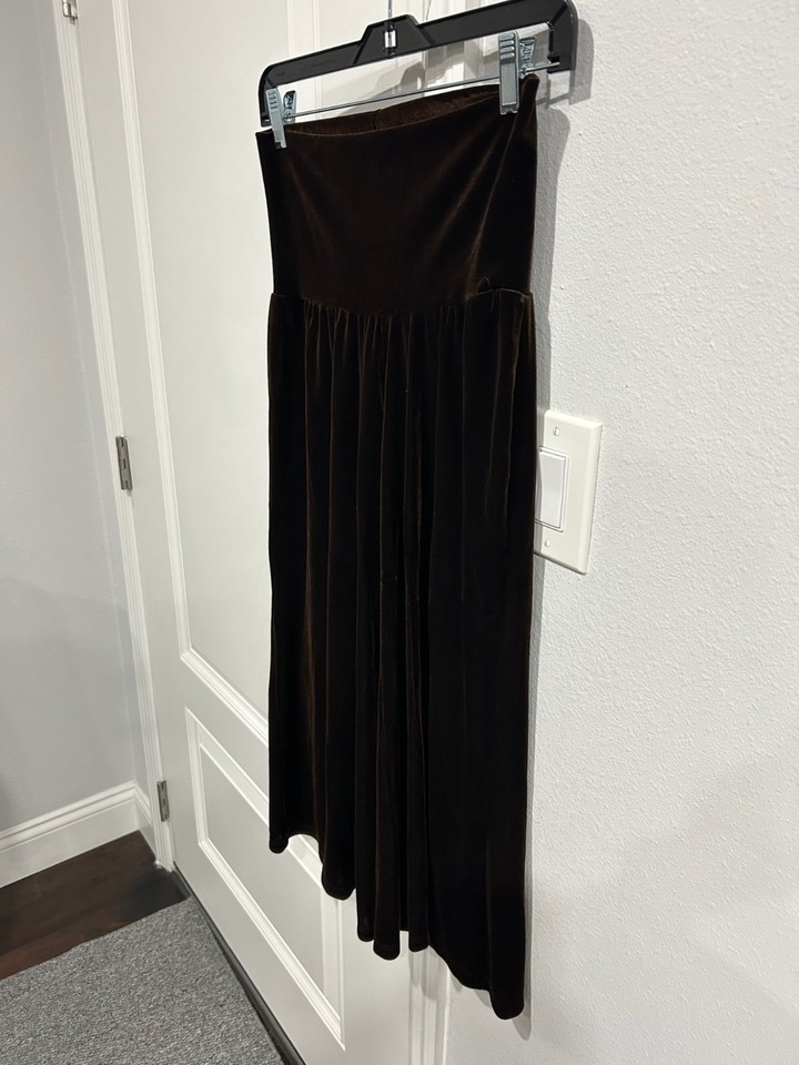 Ninety Pants Brown Velvet Palazzo Size Small Wide Leg Stretch High Rise ...