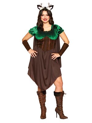 Celebrate Womans Green & Brown Mystical Wood Huntress Dress Costume | eBay